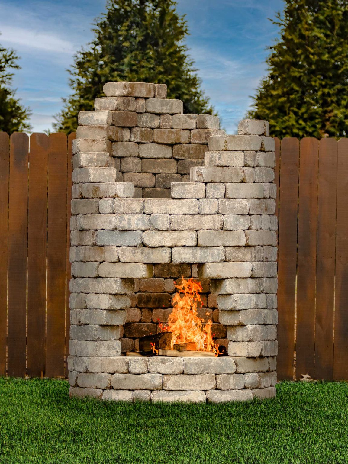 7 foot Tall Fire Tower Firepit is the center of the party