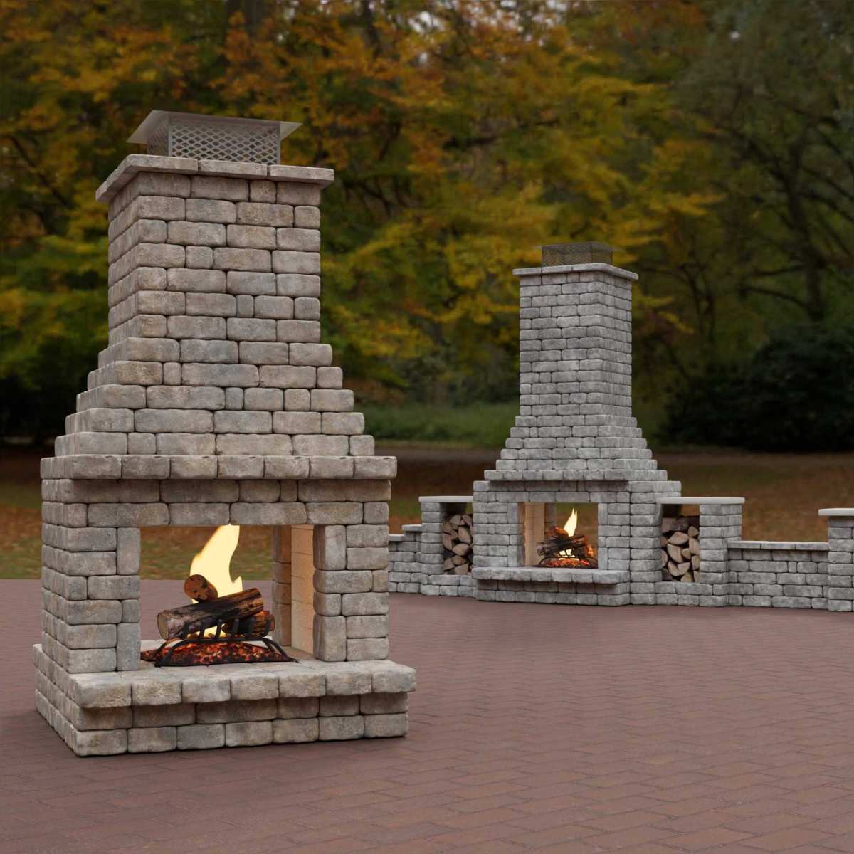 DIY Outdoor Fireplace Kits | Solid Stone Masonry (Wood Burning)