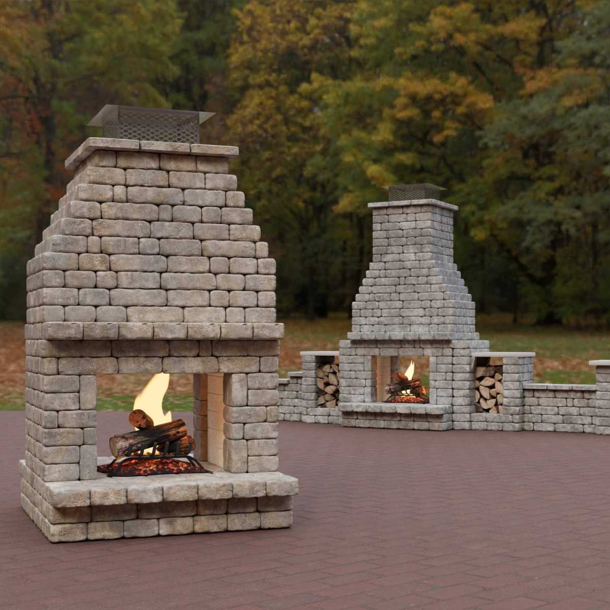 DIY Outdoor Fireplace Kits | Solid Stone Masonry (Wood Burning)
