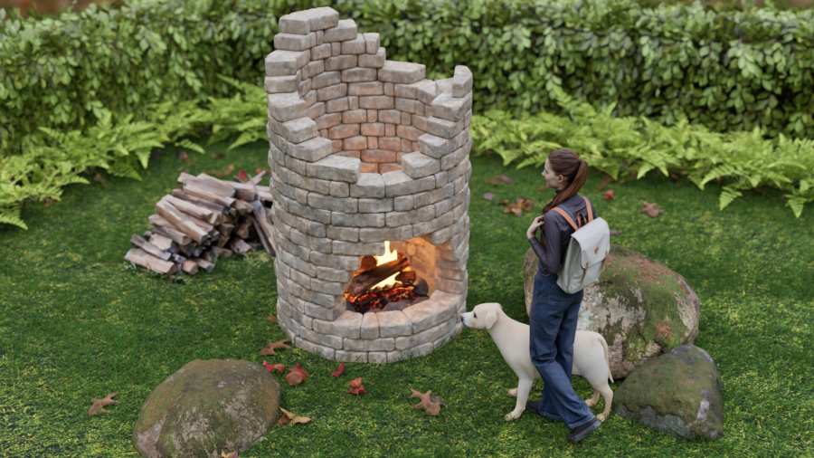 7 foot Tall Fire Tower Firepit is the center of the party