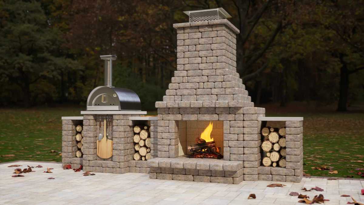 Outdoor Fireplace and Pizza Oven makes Entertaining Easy