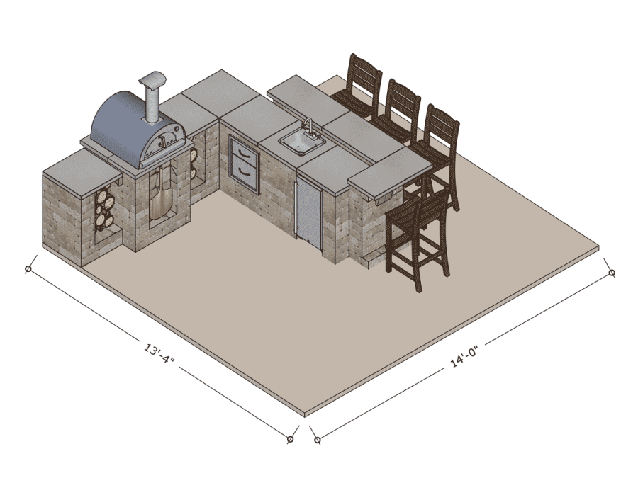 "Pizza Parlor Hangout" Pre-Designed Outdoor Kitchen