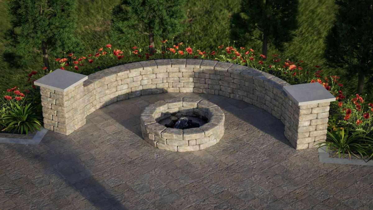 Strathmore Deep Curved Fire Pit Seat Wall